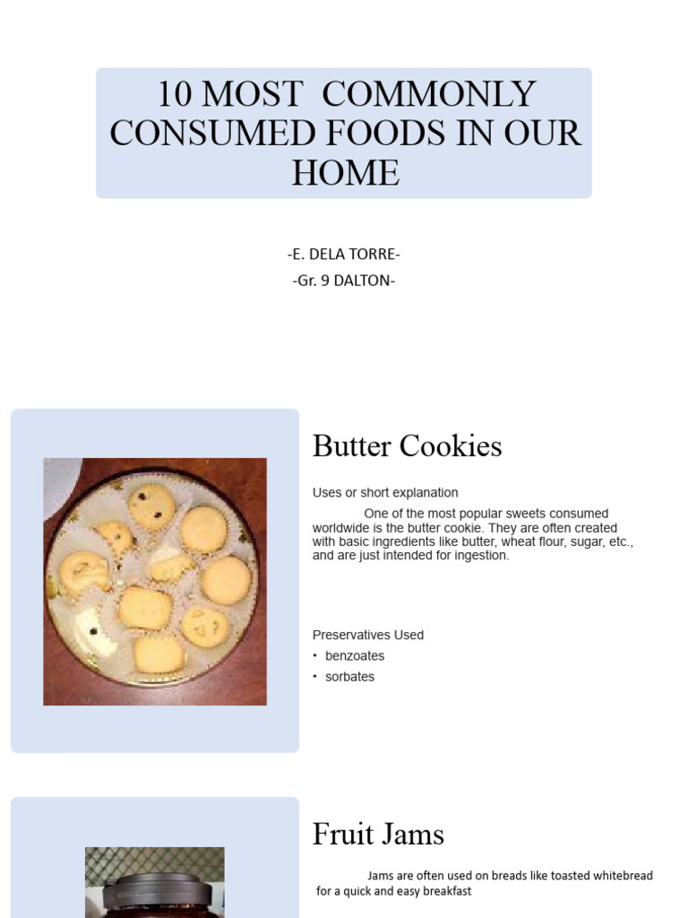 10 Most Commonly Consumed Foods in Our Home (Peta) | PDF | Foods ...