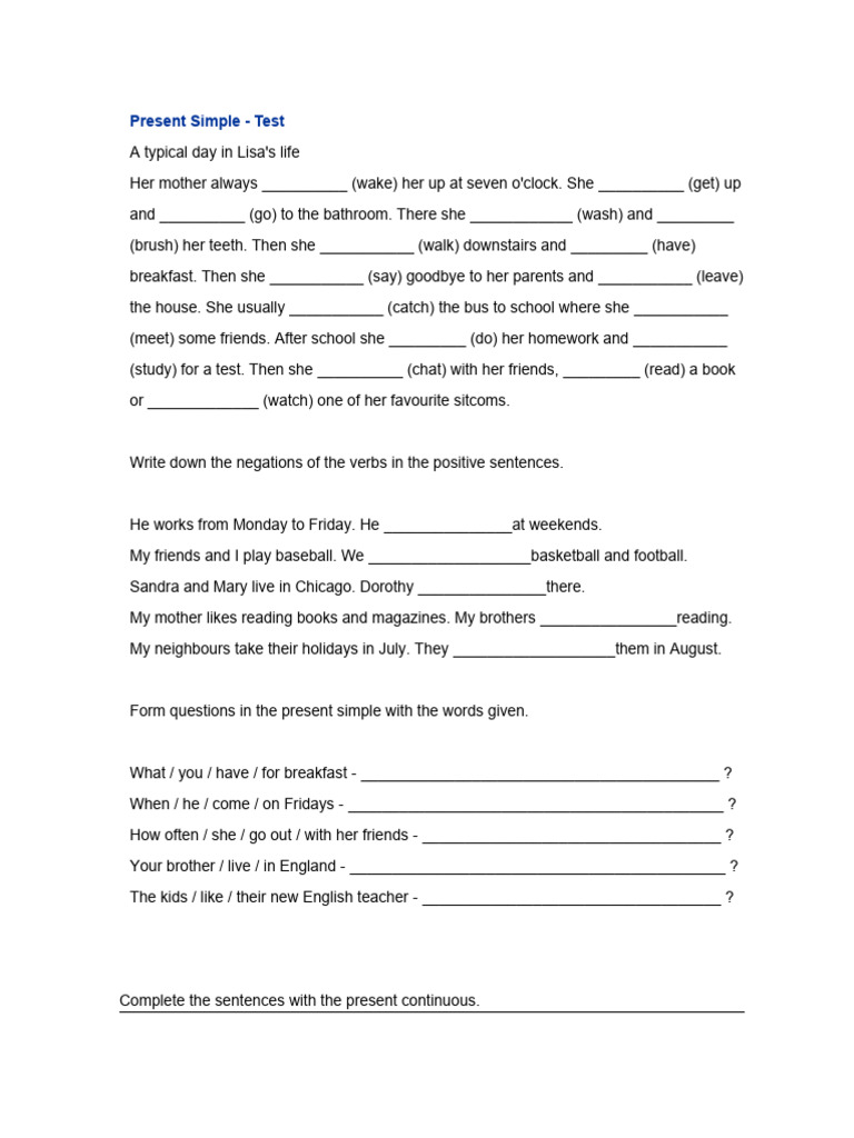 present simple continuous stative verbs test | PDF | Linguistics | Grammar