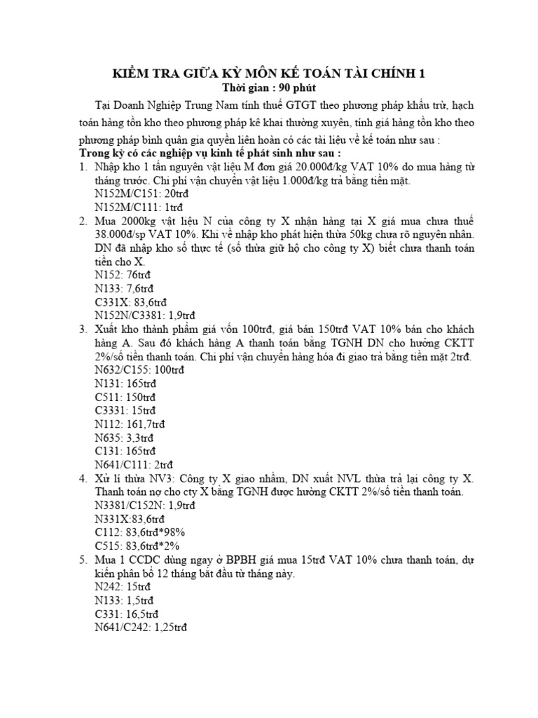 kttc1 Có Đáp Án | PDF