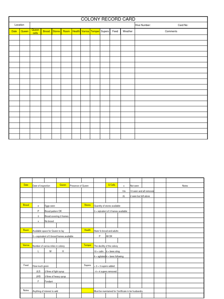 Colony-Record-Card-v1.0 | PDF