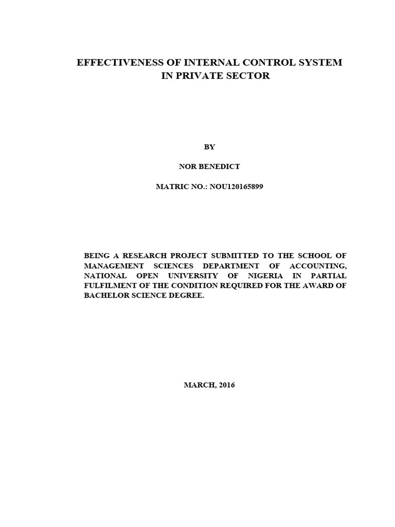 Effectiveness of Internal Control System | PDF | Internal Control | Audit Effectiveness of Internal Control System | PDF | Internal Control | Audit
