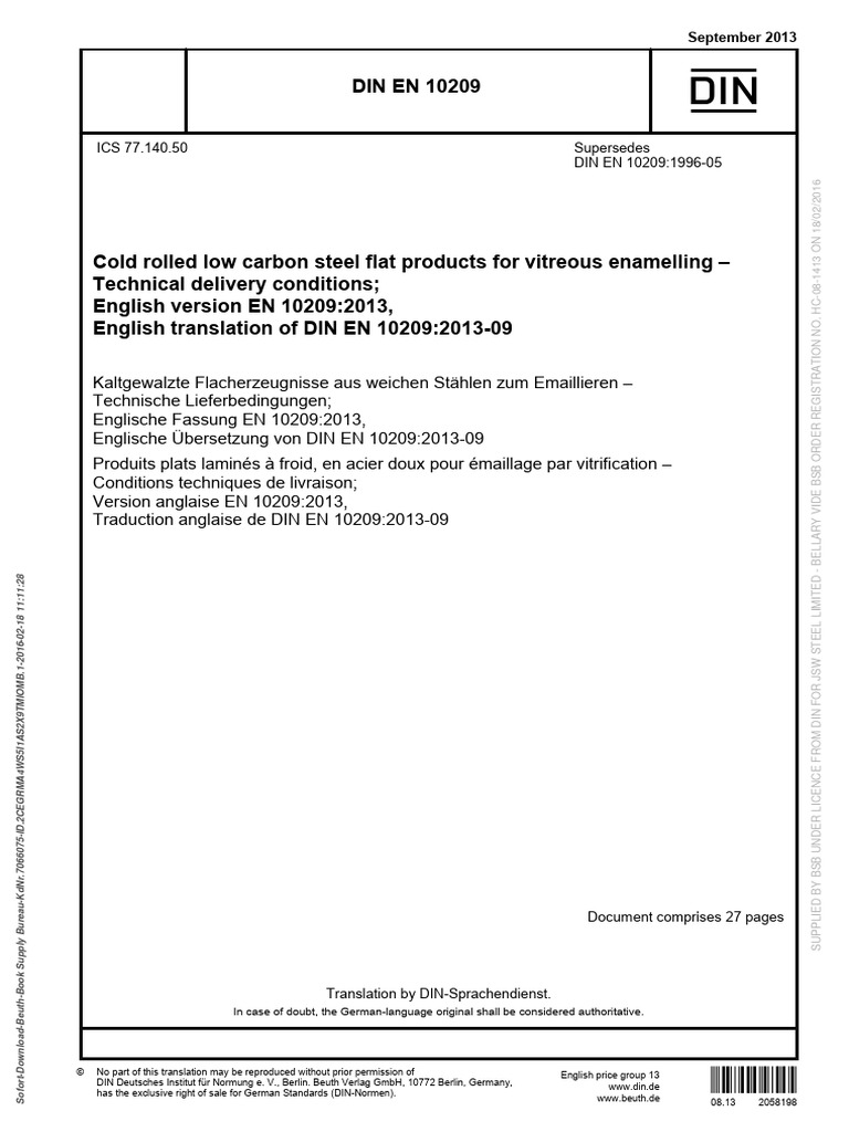 EN10209 TDC For Enamelling | PDF