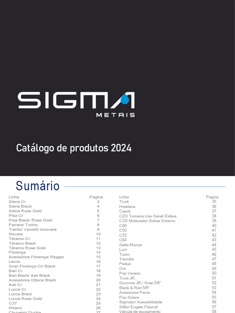 Catalogo Sigma 2024 | PDF | Torneira | Água