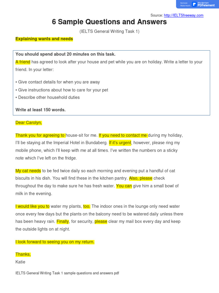 IELTS General Writing Task 1 Letter Writing Samples | PDF | Career ...