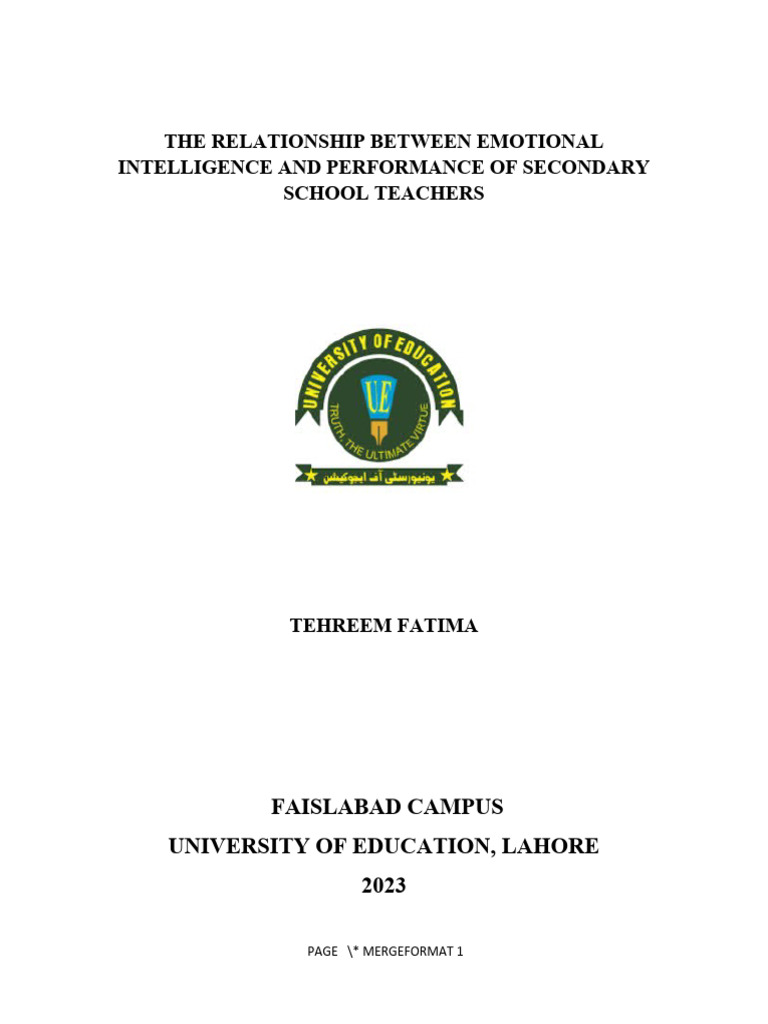 Thesis | PDF | Emotional Intelligence | Intelligence
