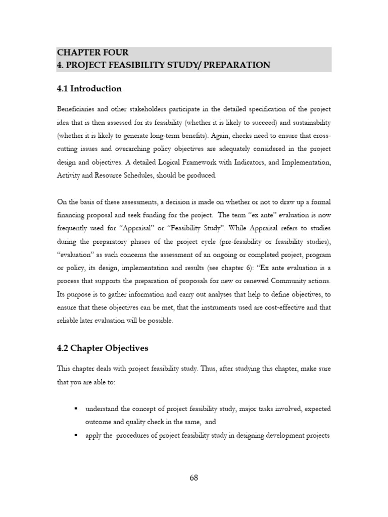 Chapter Four Project Feasibility Study Preparation | PDF | Feasibility Study | Environmental ...