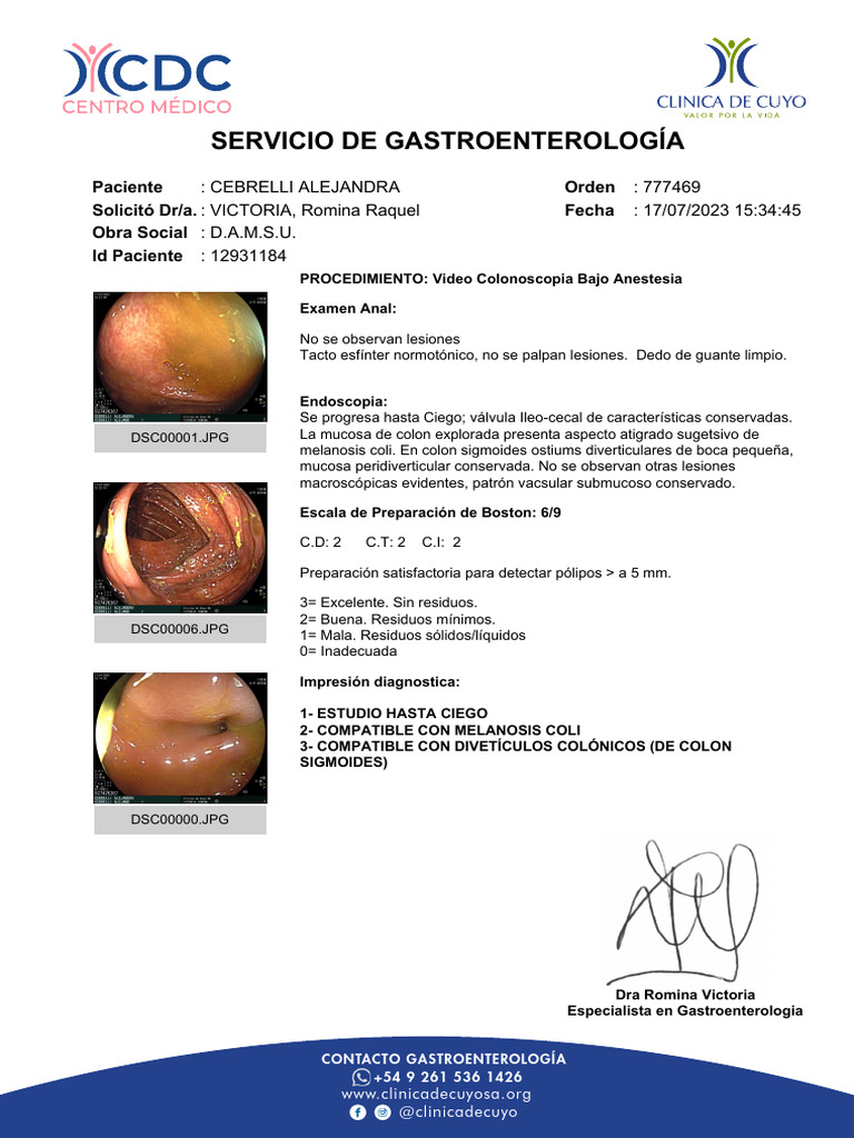 Resultados de Colonoscopia y Diagnóstico | PDF | Gastroenterología ...