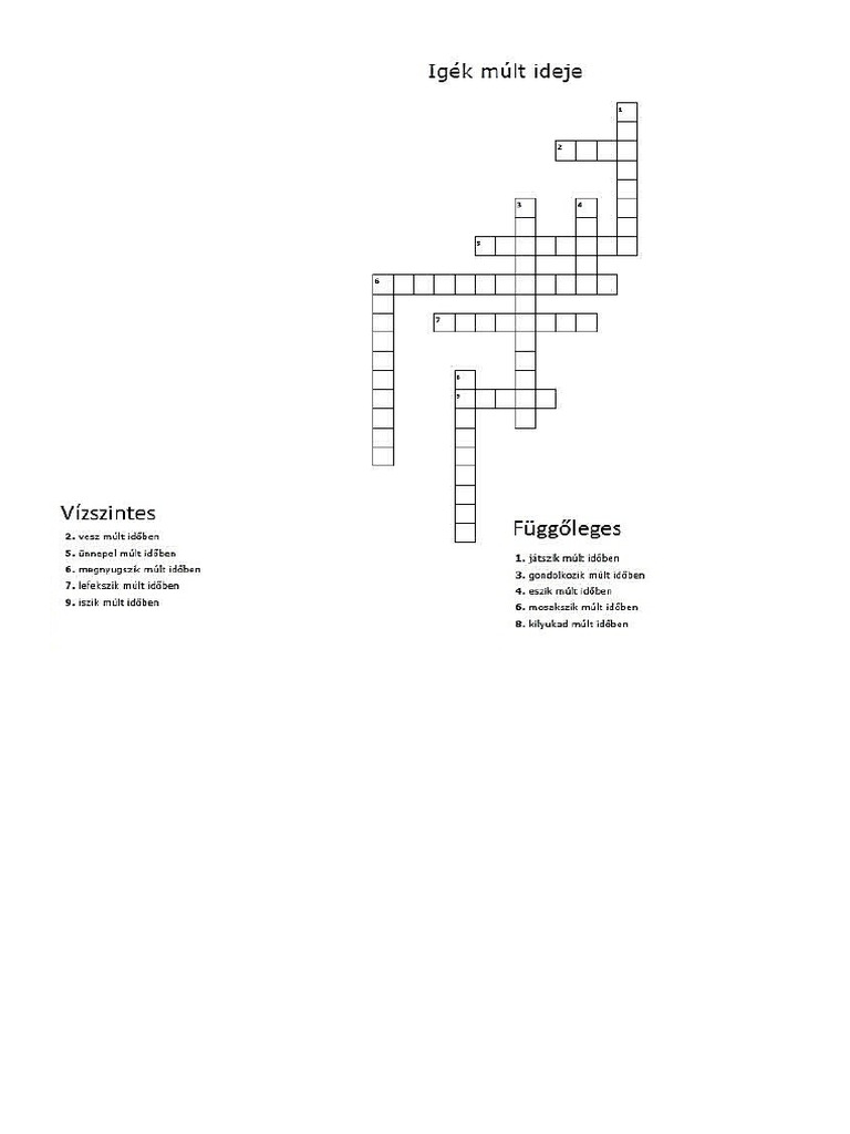 Igék Múlt Ideje Rejtvény Pdf