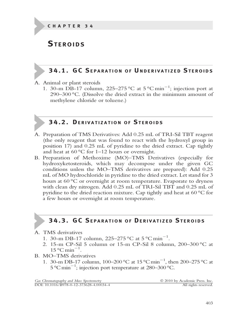 Chapter 34 - Steroids - Sparkman2011 | PDF | Mass To Charge Ratio | Gas Chromatography–Mass ...