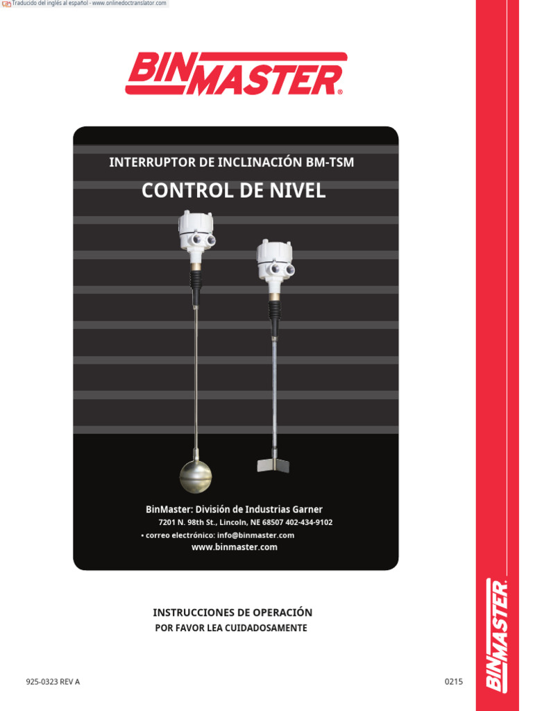Manual BM TSM Tilt Switch - En.es | PDF | Cambiar | Red eléctrica