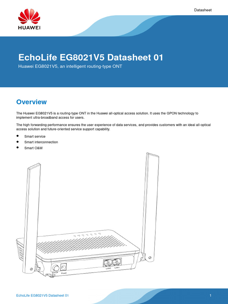 EchoLife EG8021V5 Datasheet 01 | PDF | I Pv6 | Wi Fi