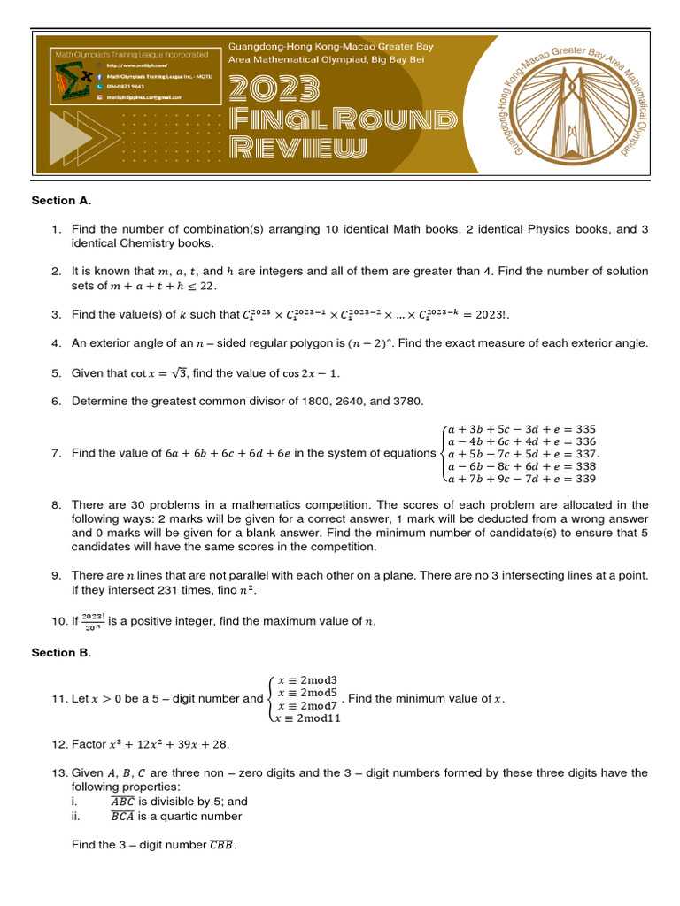 BBB IMO Final Round SS 3 | PDF | Numbers | Factorization