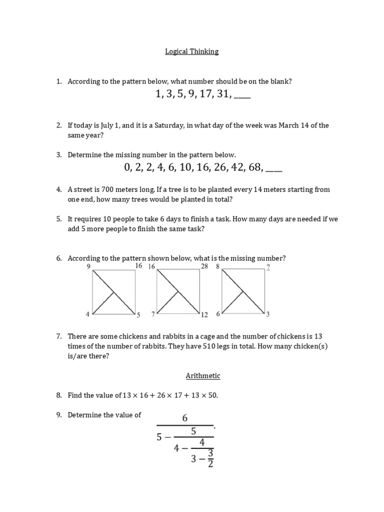 Logical Thinking And Number Theory Exercises Pdf Mathematics