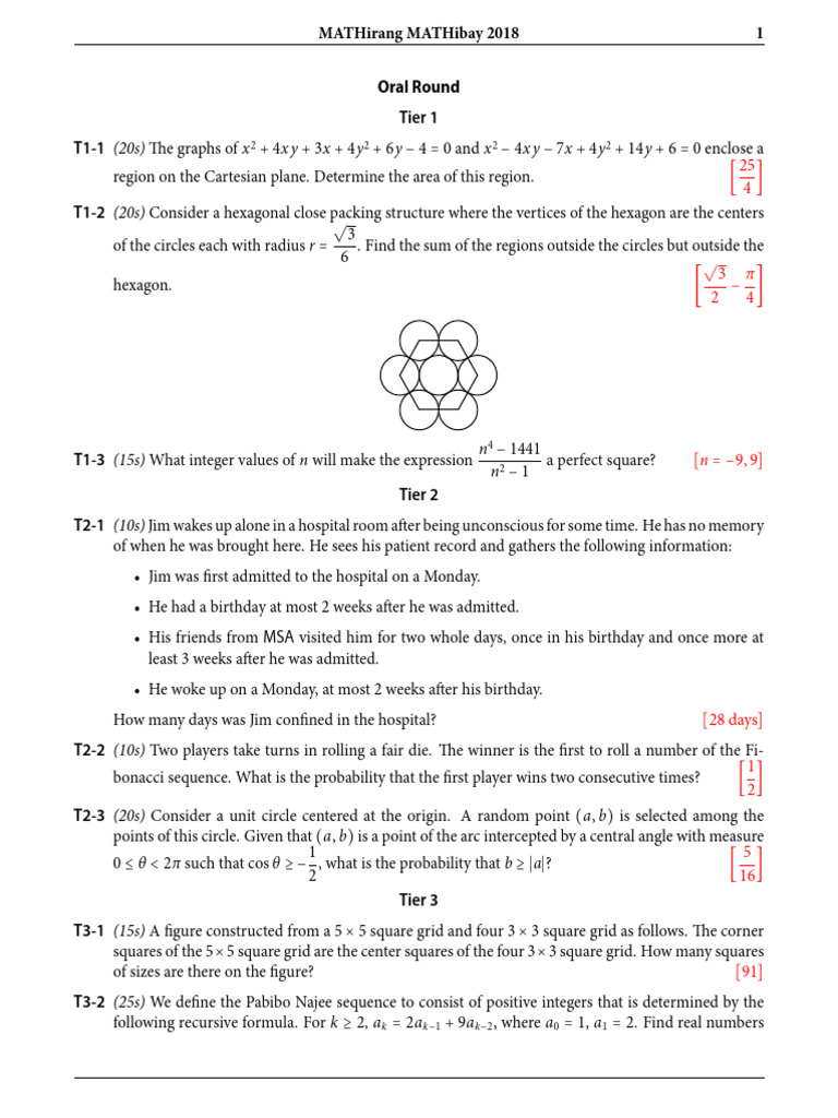 Math Ira 2018 Orals | Download Free PDF | Area | Gemstone
