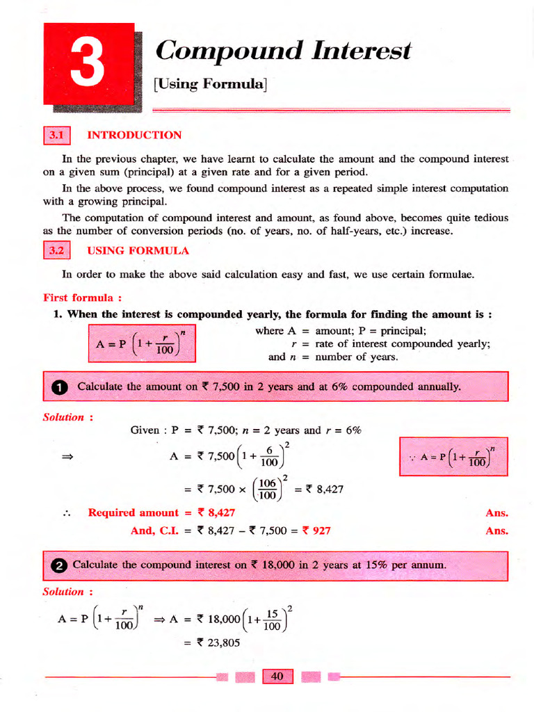 Selina Class 9 Maths Chapter 3 Compound Interest Using Formula | PDF | Wellness