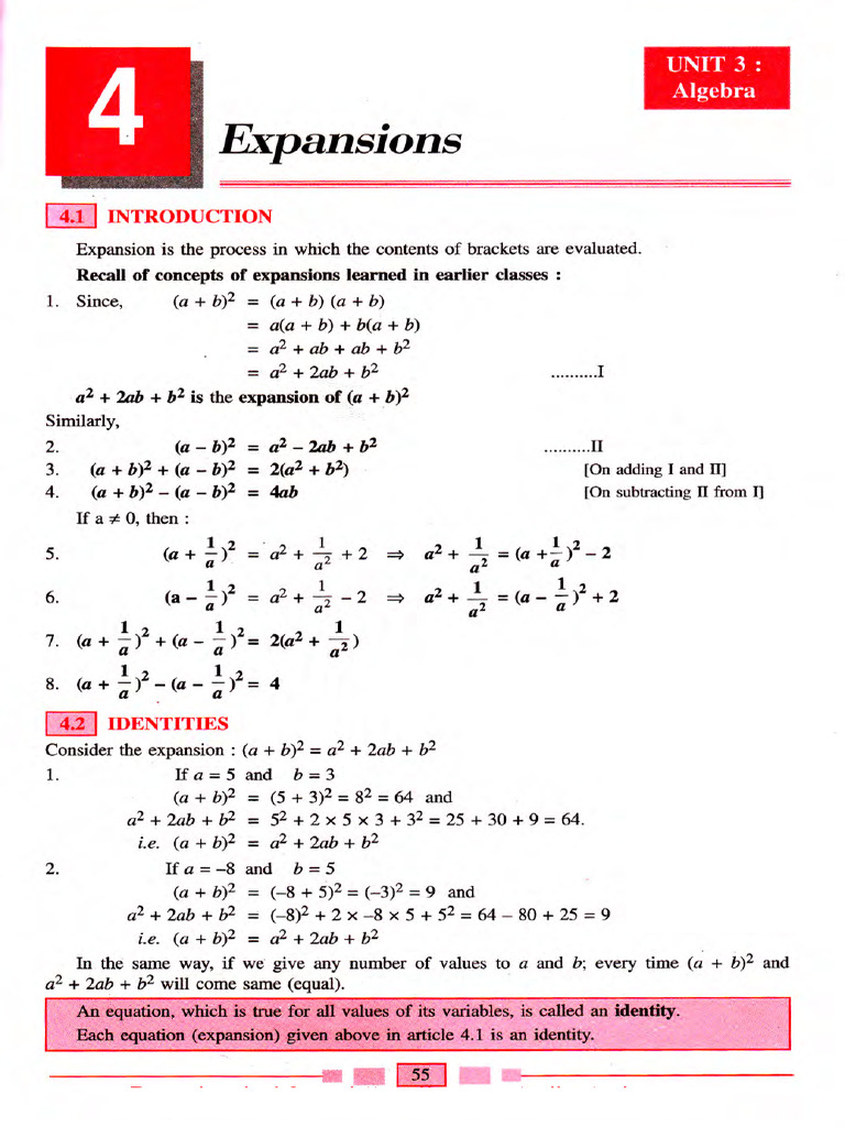 Class 9 Maths Expansions Guide | PDF
