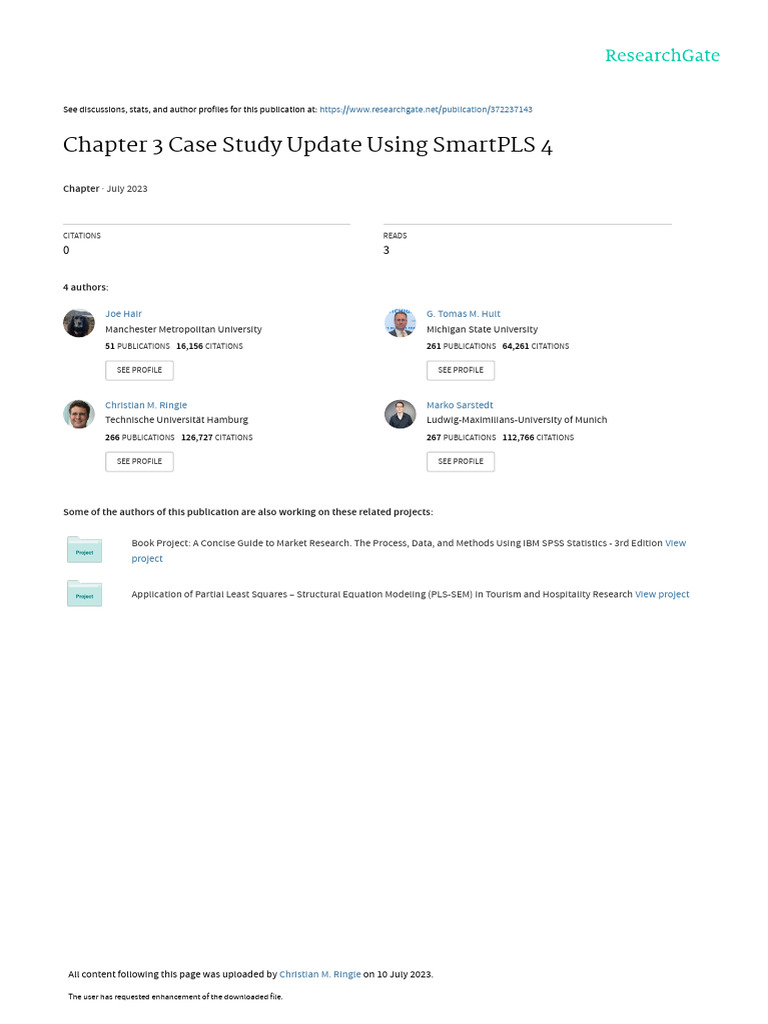 Chapter 3 Case Study Update Using Smartpls 4: July 2023 | PDF | Estimator | Coefficient Of ...