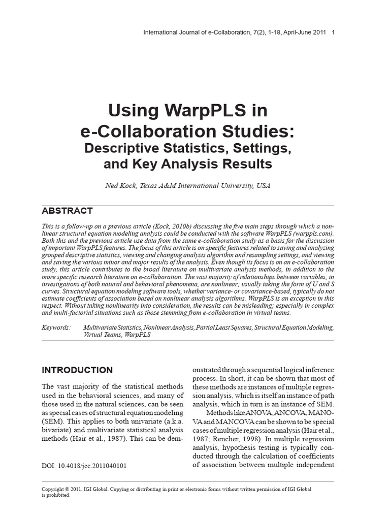 Kock 2011 | PDF | Resampling (Statistics) | Structural Equation Modeling
