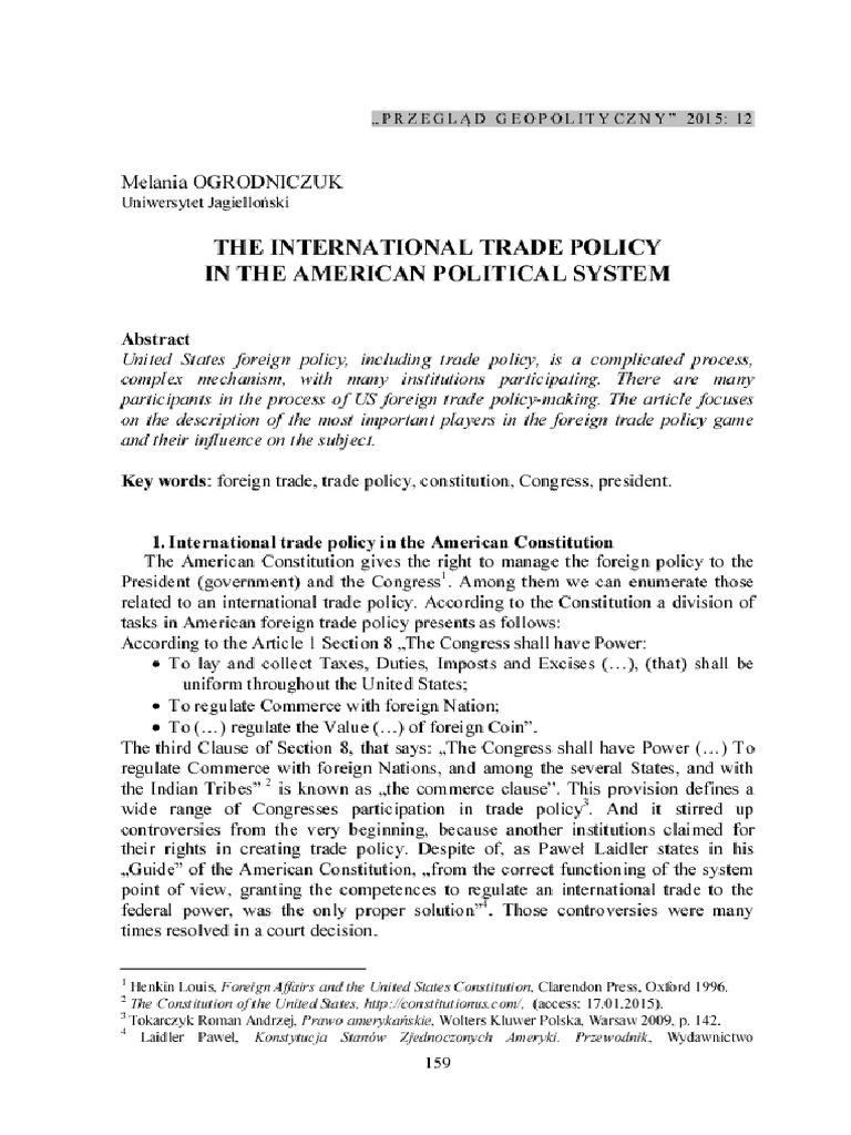 The International Trade Policy in T | PDF