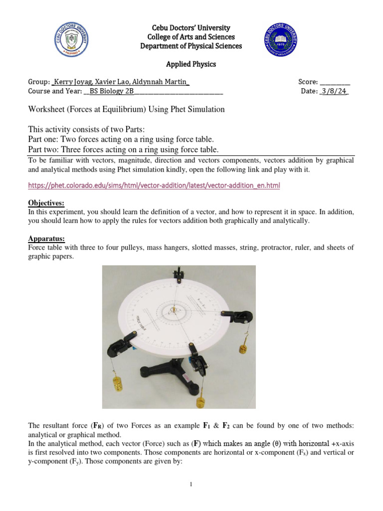 Forces At Equilibrium Pdf Velocity Force