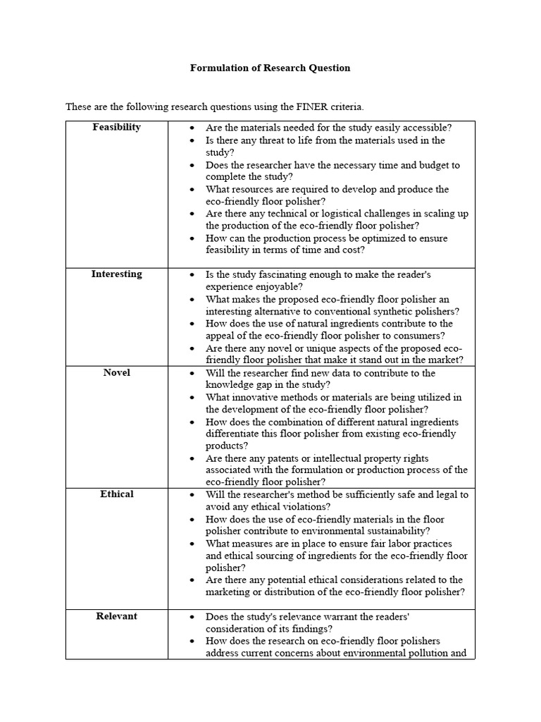 Formulation of Research Question | PDF | Natural Environment | Economies