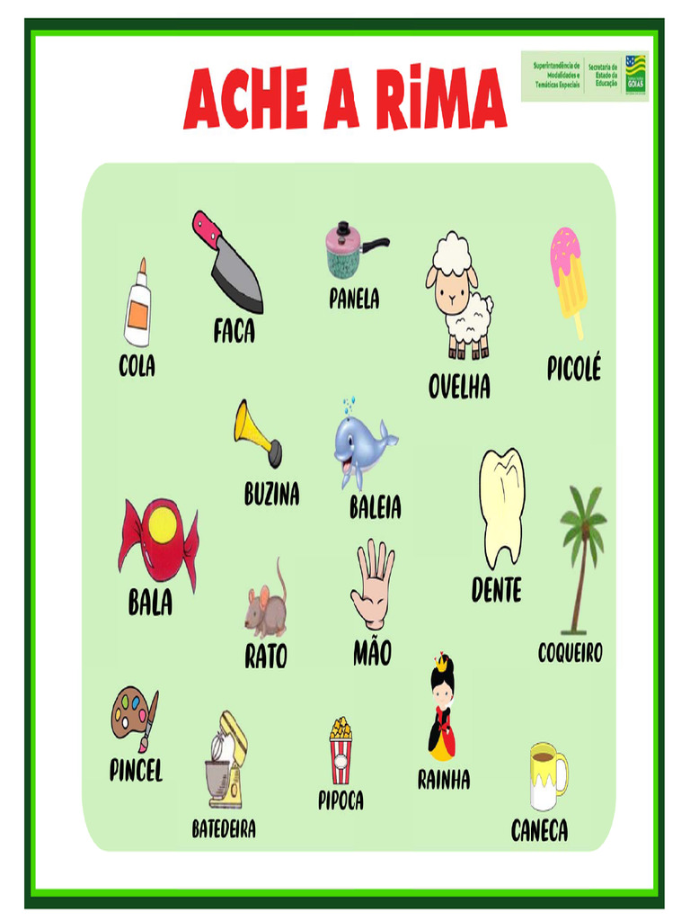 Atividade Adaptada Ache A Rima | PDF