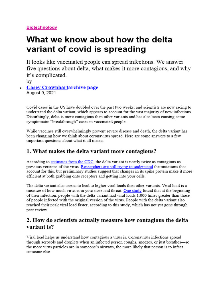 Delta Variant | PDF | Virus | Infection