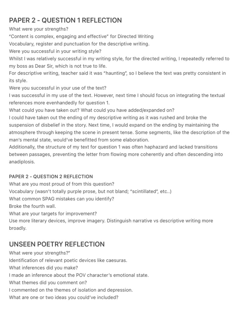 Writing Reflection and Improvement Strategies | PDF | Essays | Writing