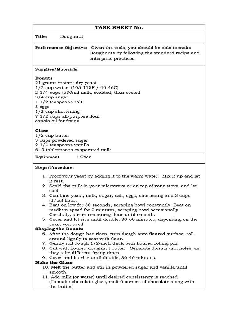 TASK SHEET No 3.18 Doughnuts | PDF