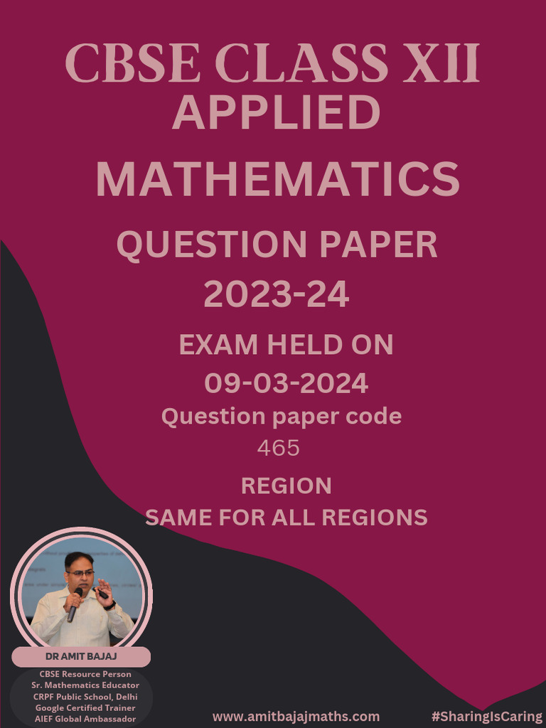 CBSE Class 12 Math Exam 2024 | PDF