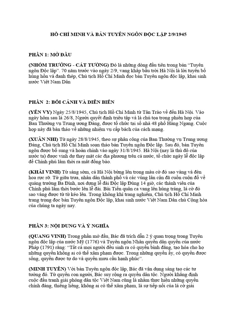 KỊCH BẢN NHÓM 04 - TTHCM LỚP ĐB 04 | PDF