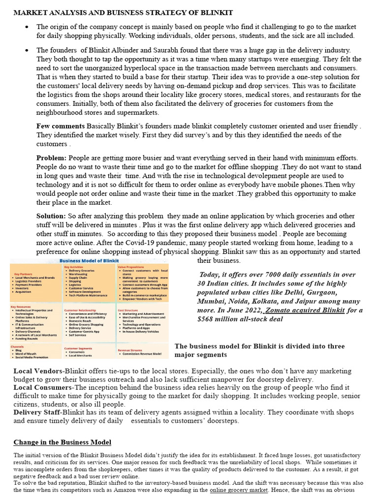 Blinkit Market Analysis & Strategy | PDF | Advertising | Grocery Store