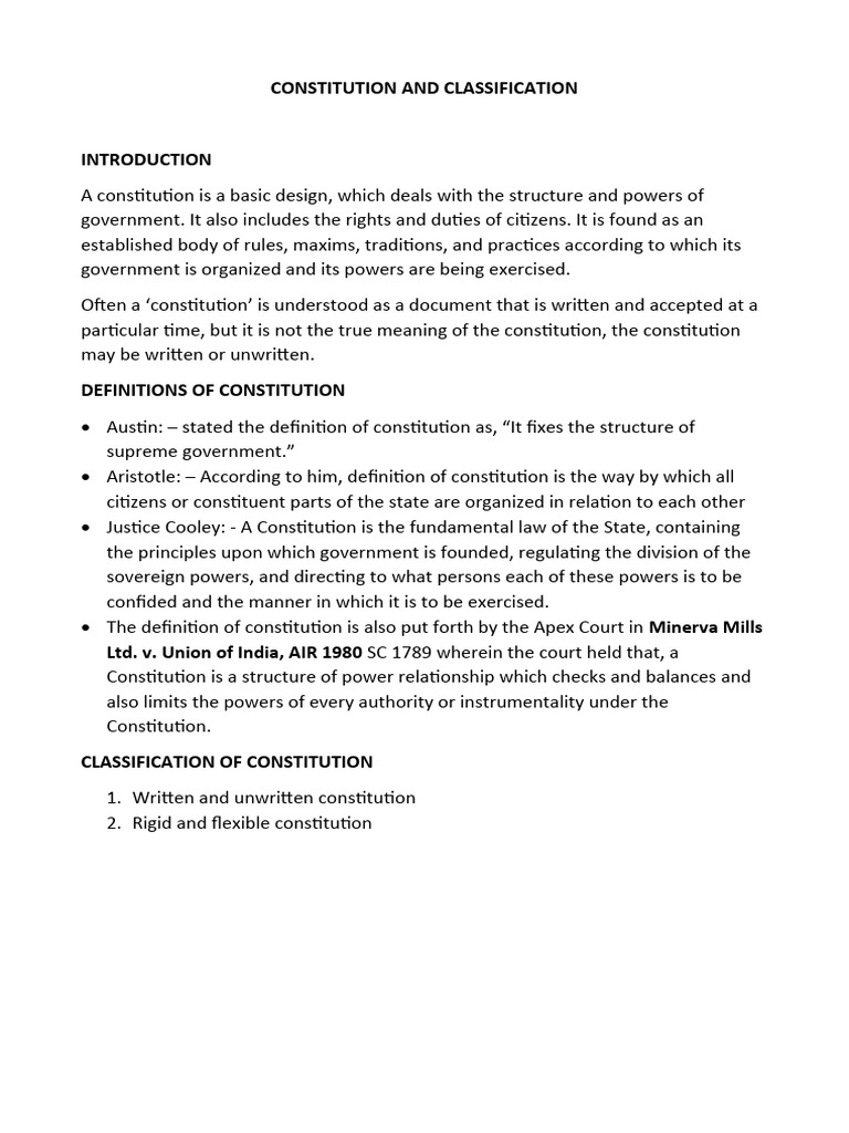 Constitution: Types and Classifications | PDF | Constitution | Common Law