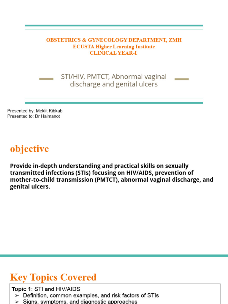 STI HIV, PMTCT, Abnormal Vagina L Discharge and Genital Ulcers Edited | PDF | Sexually ...