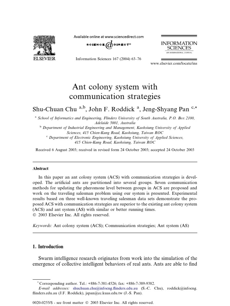 Ant Colony System with Communication | PDF | Parallel Computing ...
