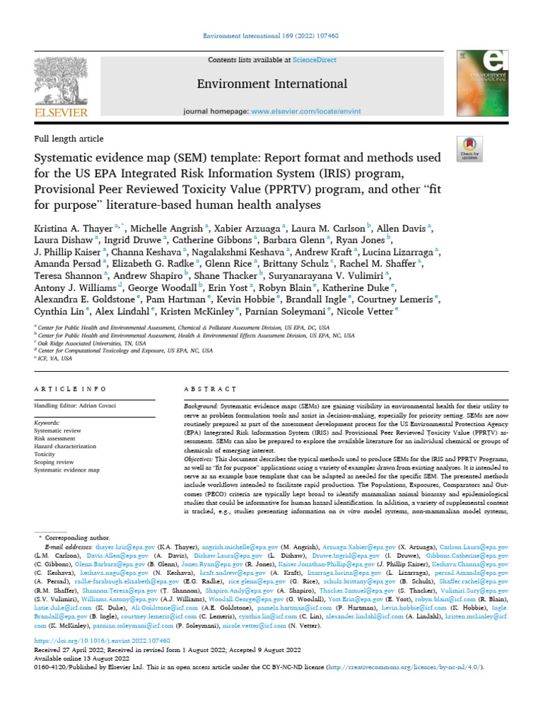 Systematic Evidence Map (SEM) Template | PDF