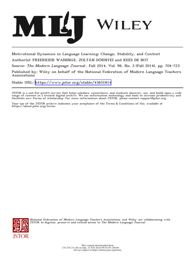 WANINGE MotivationalDynamicsLanguage 2014 | PDF | Motivation | Motivational