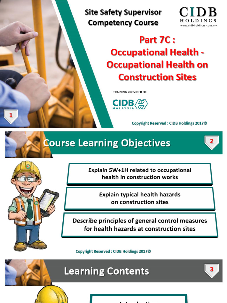 BI 007C Occupational Health - Occupational Health on Construction Sites ...