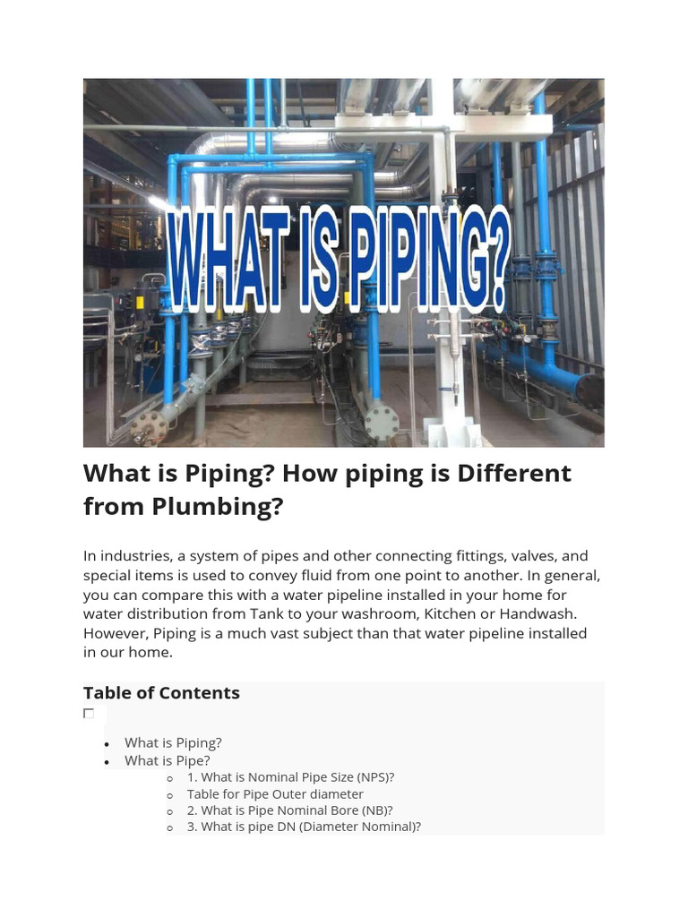What Is Piping How Piping Is Different From Plumbing | PDF | Pipe ...