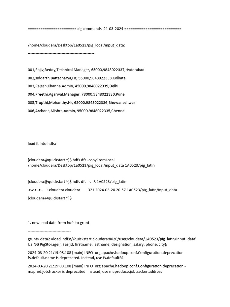 Pig Commands | PDF | Data | Software