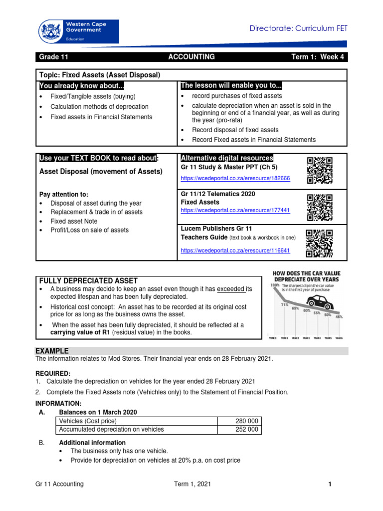 Grade 11 Asset Disposal Guide | PDF | Depreciation | Book Value