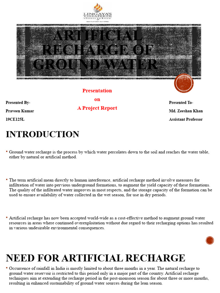 Artificial Groundwater Recharge Methods | PDF | Groundwater | Aquifer