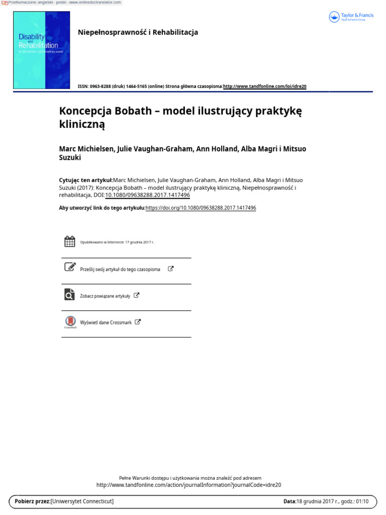 The Bobath Concept - A Model To Illustrate Clinical Practice. - 2017 - 2019 | PDF