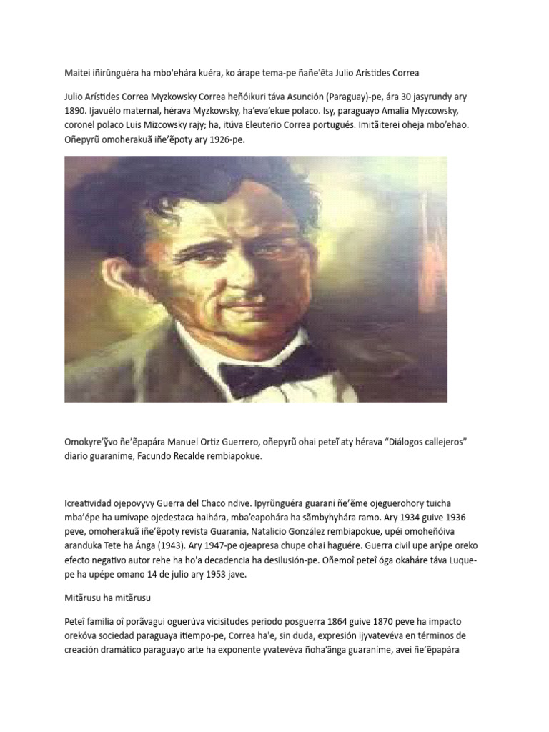 Julio Correa: Dramaturgo y Poeta Paraguayo | PDF | Paraguay