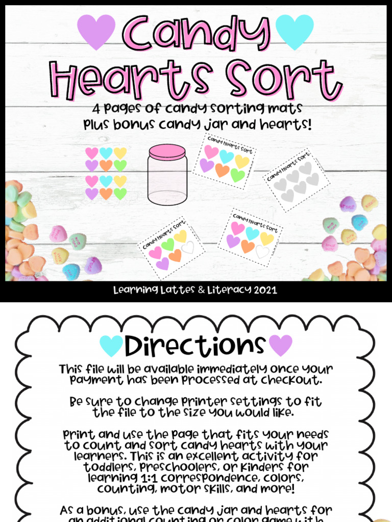 Candy Candy Hearts Sort Hearts Sort | PDF | Learning | Behavior ...