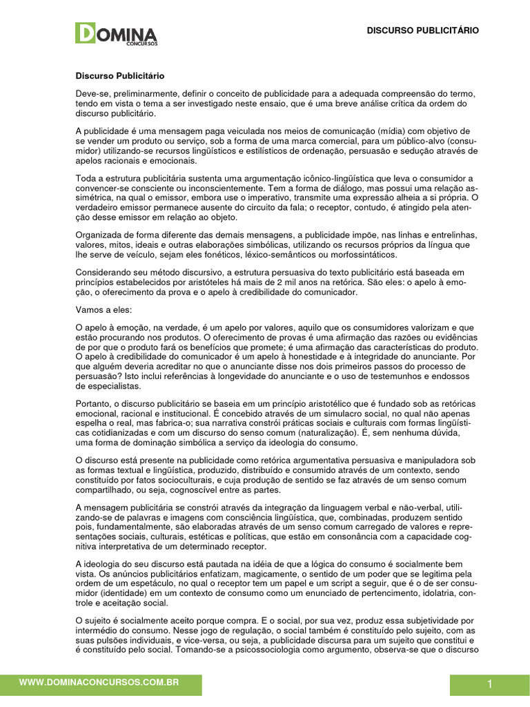 10 Discurso Publicitário | PDF | Publicidade | Comunicação