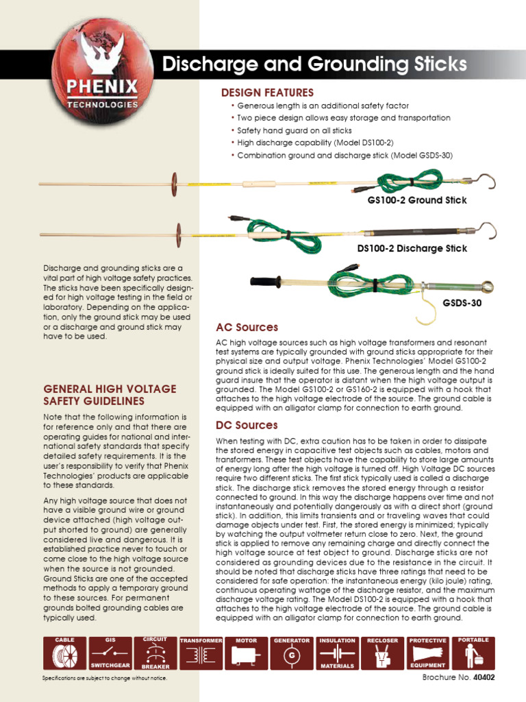 Discharge and Grounding Sticks | PDF | High Voltage | Voltage
