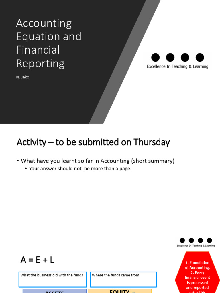 Accounting Equation & Financial Reporting | PDF | Equity (Finance) | Expense