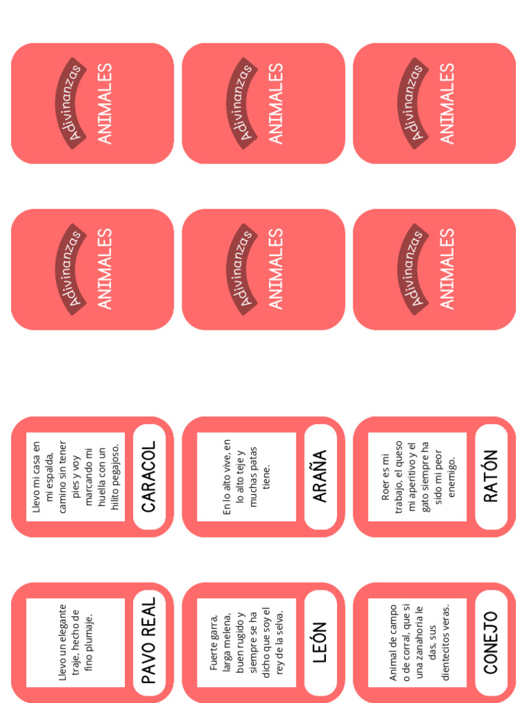 Tarjetas Adivinanzas | PDF