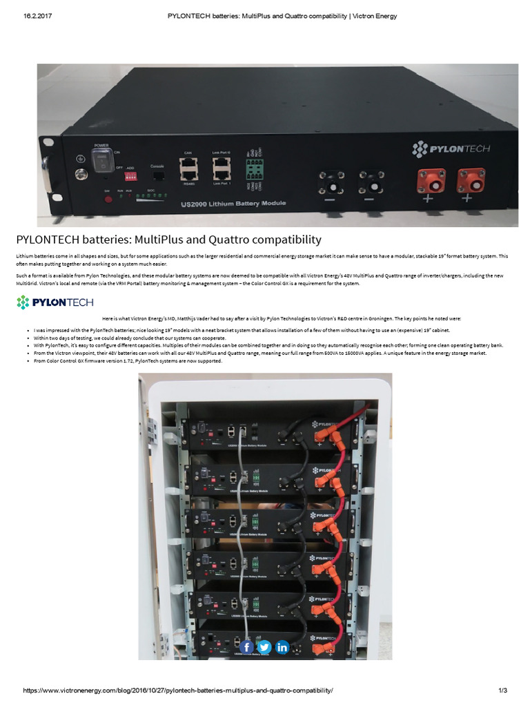 Pylontech Battery Compatibility Guide | PDF